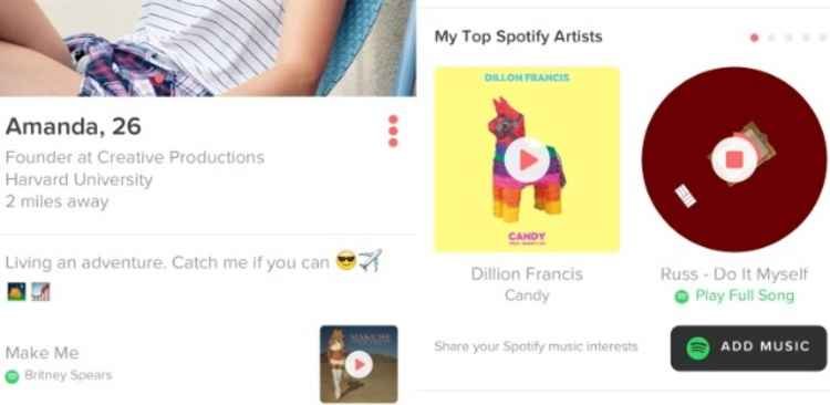 Tinder anuncia parceria com Spotify